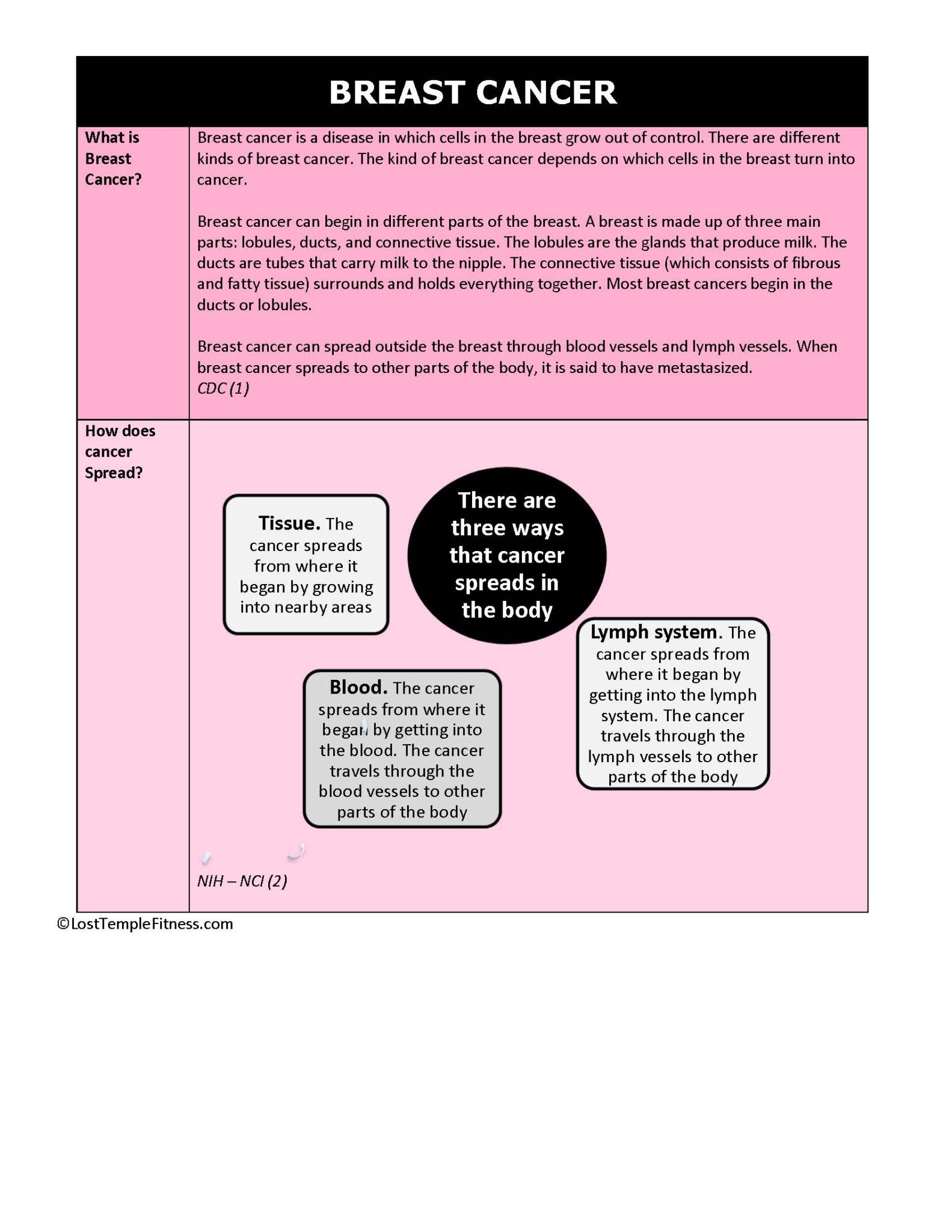 Breast Cancer & Types - Lost Temple Fitness & Cancer